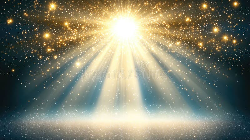 Radiant Celestial Light with Glowing Stars and Cosmic Rays in a ...