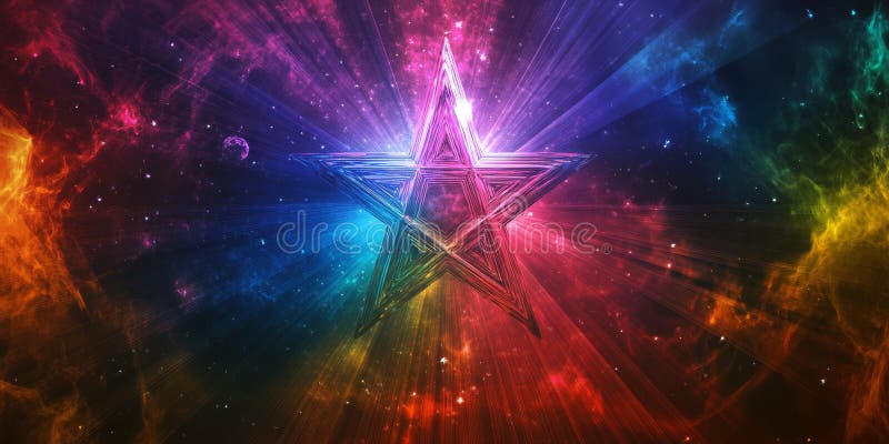 A Radiant Celestial Star Illuminating the Cosmic Spectrum in Abstract ...