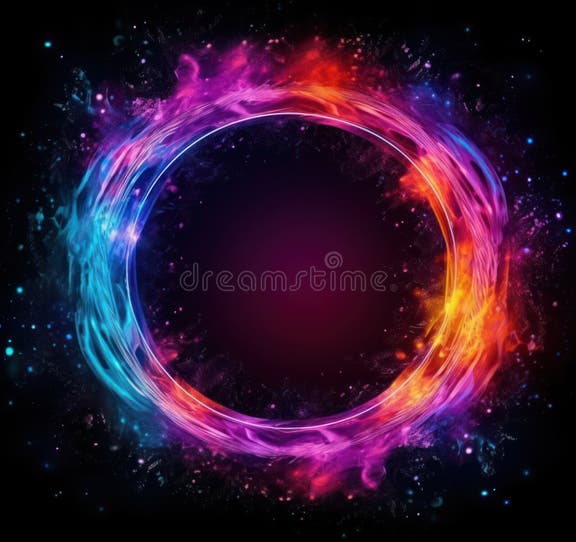 Radiant Circular Frame with Colorful Lights . Stock Illustration ...