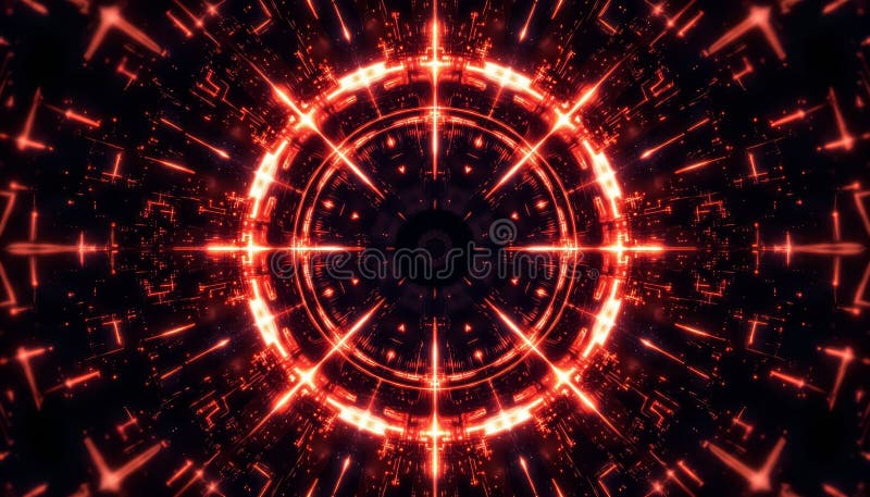 Radiant Circular Light Pattern in Red and Orange, Abstract Background ...