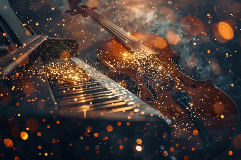 A Radiant Classical Music Scene with Sparkling Notes and Glowing ...