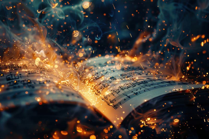 A Radiant Classical Music Scene with Sparkling Notes and Glowing ...