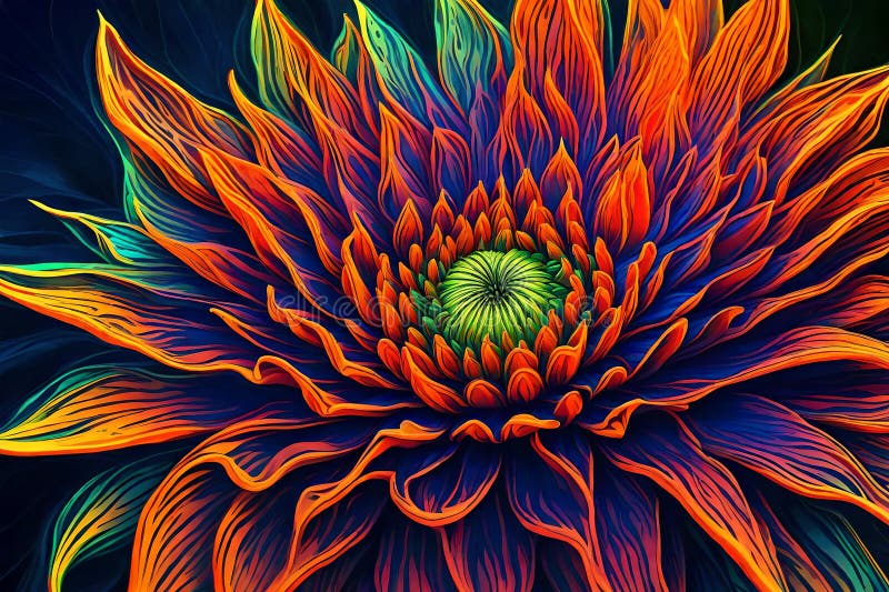 A Radiant Close-up of a Colossal Flower in Vibrant Hues Against a Solid ...