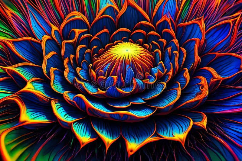 A Radiant Close-up of a Colossal Glowing Flower Against a Solid ...