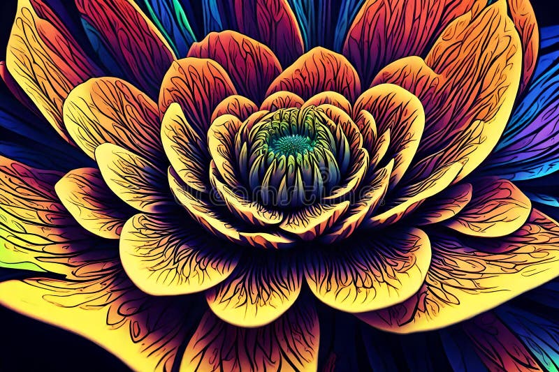 A Radiant Close-up of a Colossal Glowing Flower Against a Solid ...