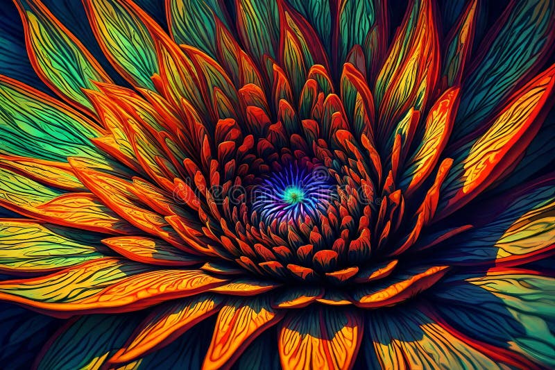 A Radiant Close-up of a Colossal Glowing Flower Against a Solid ...