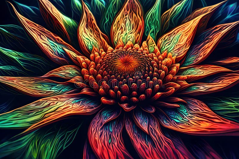 A Radiant Close-up of a Colossal, Multicolored Flower Against a Solid ...