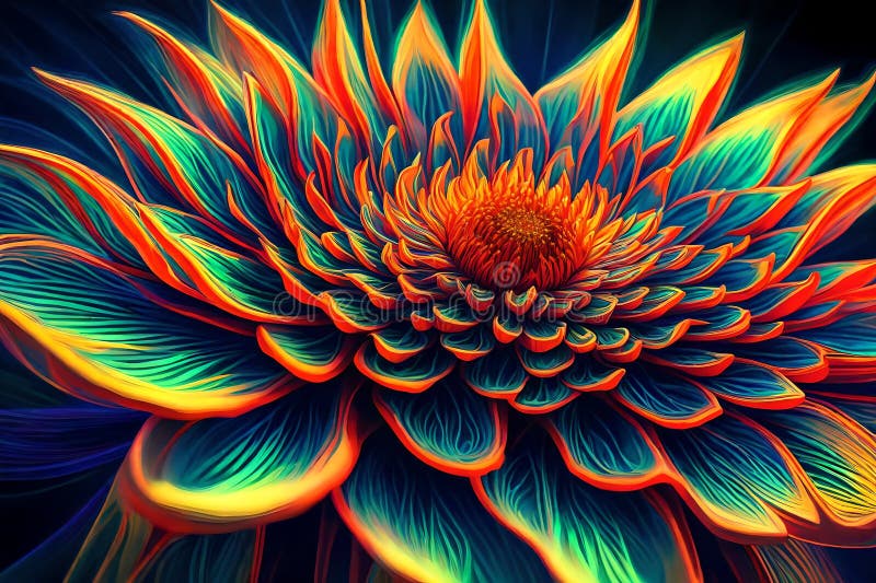 A Radiant Close-up of an Oversized, Multi-patterned Flower in Vibrant ...
