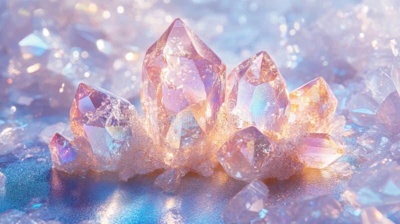 Radiant Cluster of Pink and Clear Crystals Stock Illustration ...