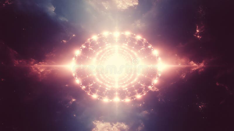 A Radiant Cosmic Light Surrounded by Ethereal Clouds, Suggesting a ...