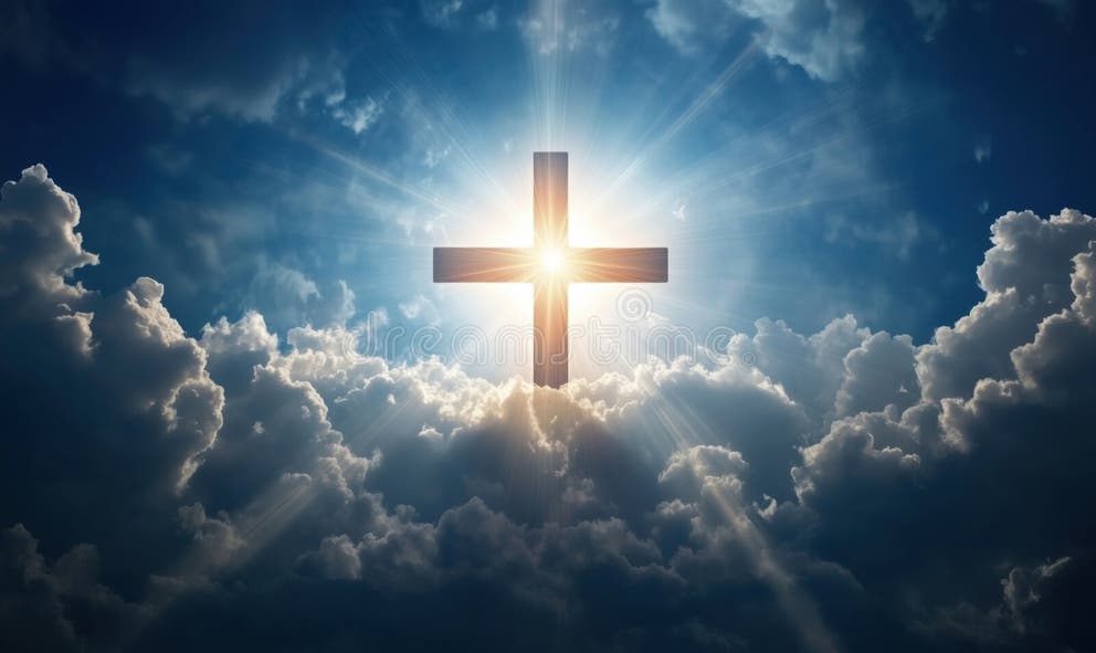 Radiant Cross Shining through Clouds in a Dramatic Sky with Sunlight ...