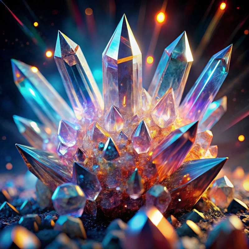 Radiant Crystal Cluster Bursts with Vibrant Energy Stock Illustration ...