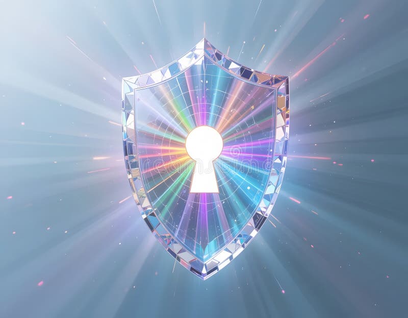 Radiant Crystal Shield Keyhole: Digital Security and Protection Concept ...