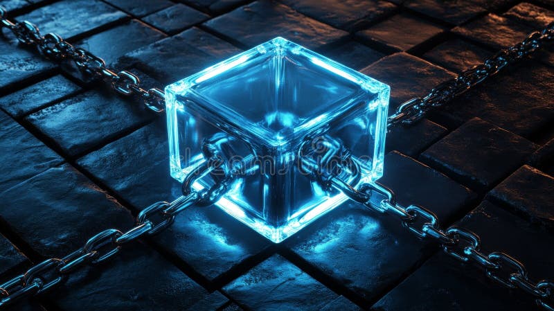 A Radiant Cube Entangled in a Web of Linked Chains, Illustrating the ...