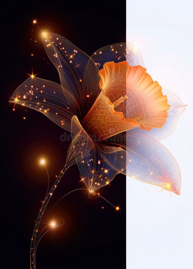 Radiant Daffodil with Glowing Petals Split by Light and Shadow Stock ...