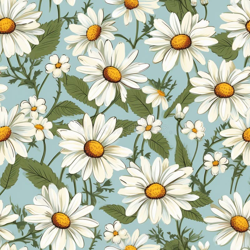 Radiant Daisy Blooms Floral Pattern Stock Illustration - Illustration ...