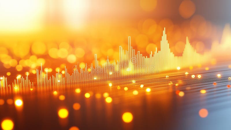 Radiant Data Visualization Graph with Bokeh Lights in Gold and Silver ...