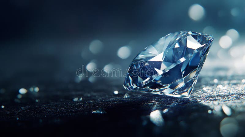 A Radiant Diamond Lies on a Dark Surface, Capturing Light in a Dazzling ...