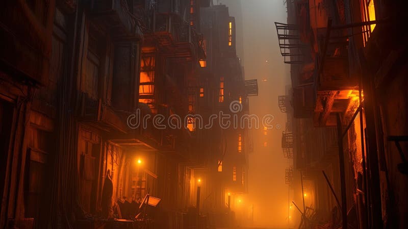 Radiant Dusty Orange Cityscape Stock Illustration - Illustration of ...