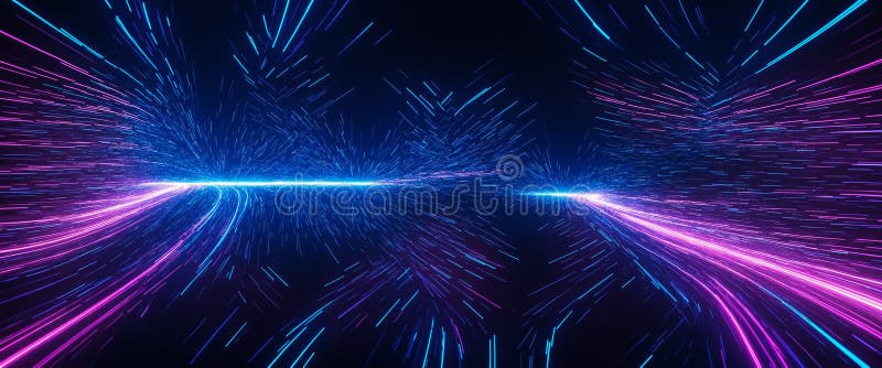 Radiant Energy Beams with Neon Colors in Abstract Dark Setting Stock ...