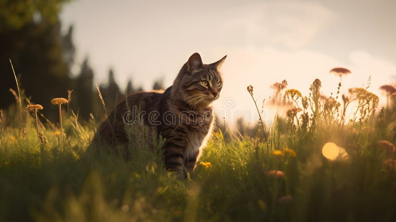 Radiant Feline Elegance Amidst the Golden Hour S Magic Stock ...