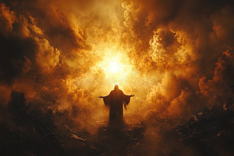 A Radiant Figure Emerges from Dark Clouds To Illuminate the Sky with Di ... A Radiant Figure Emerges from Dark Clouds To Illuminate the Sky with Di ...