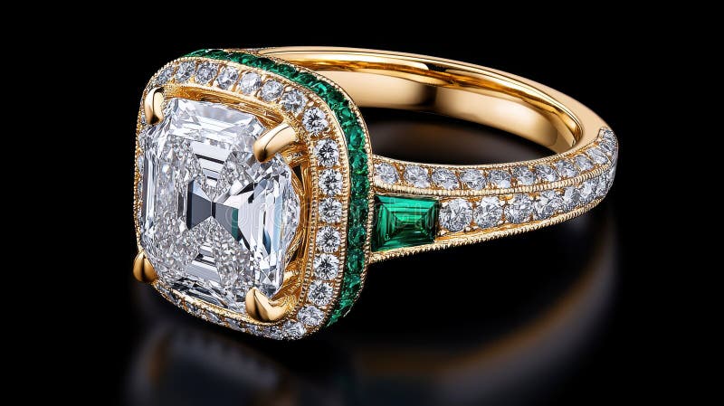Radiant Fine Crafted Diamond Ring in Elegant Display Stock Illustration ...