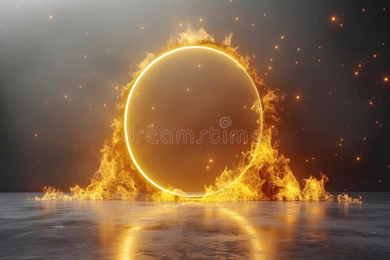 Radiant Fire Loop on a Deluxe Minimalist Stage.. Concept Fire Dancing ...