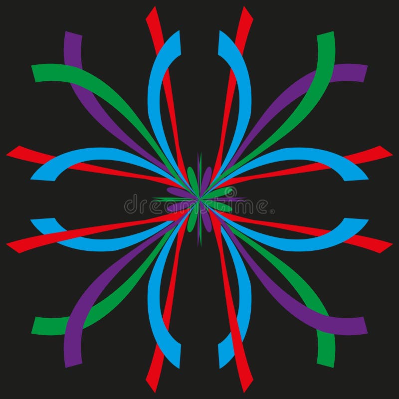 Radiant Floral Shape. Multicolor Curved Element. Vector Abstract ...