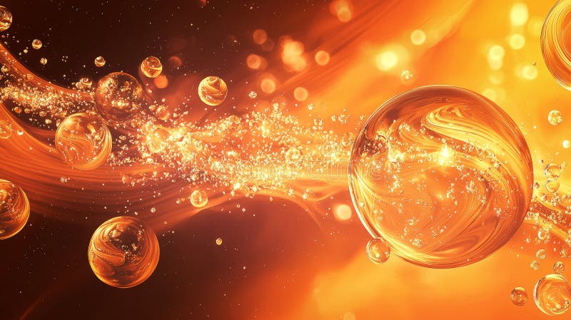 Radiant Flow: Abstract Orange Background with Spheres and Waves ...