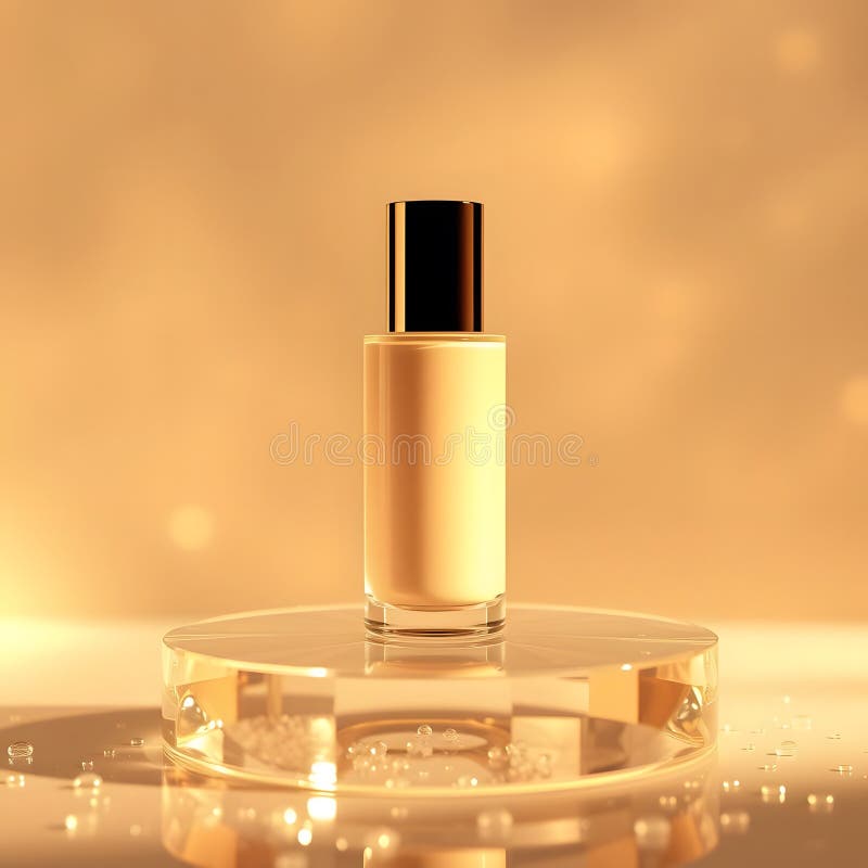 Radiant Foundation Bottle Displayed on Crystal Platform in Hyper ...