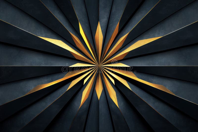 Radiant Geometric Pattern with Golden Accents and Dark Background ...