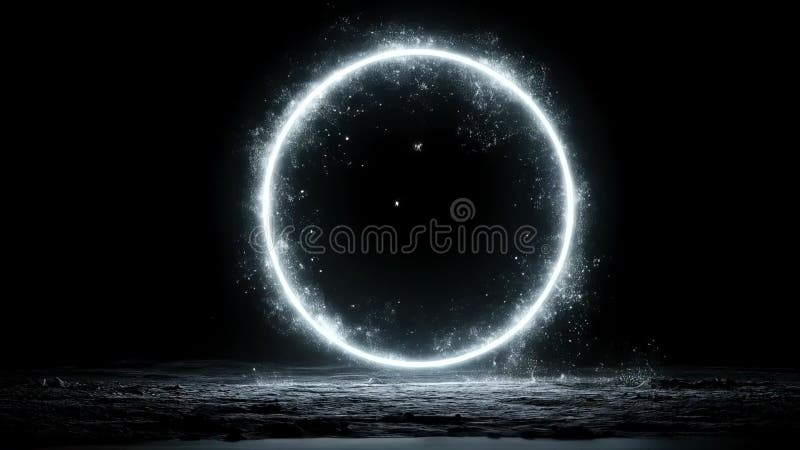 Radiant Glowing Circle with Sparkling Effects in Darkness Stock Footage ...