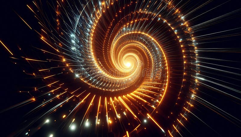 Radiant Glowing Futuristic Staircase Spiraling Endlessly into the Dark ...