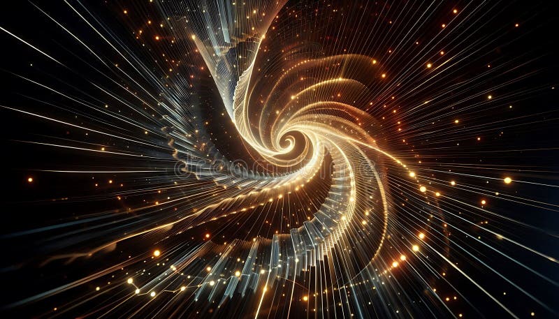 Radiant Glowing Futuristic Staircase Spiraling Endlessly into the Dark ...