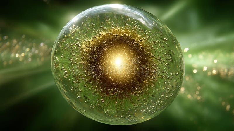 Radiant Glowing Golden Sphere with Sparkling Particles Stock Photo ...