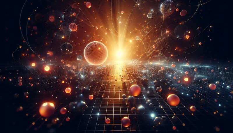 Radiant Glowing Spheres Floating Across an Infinite Dark Grid ...