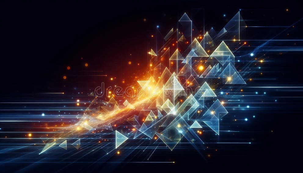 Radiant Glowing Triangles Arranged in a Dynamic Floating Abstract ...