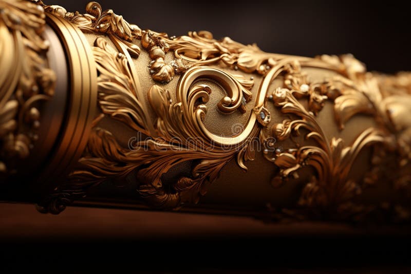 Radiant Gold Leaf Details on an Antique Scroll Pre Stock Illustration ...