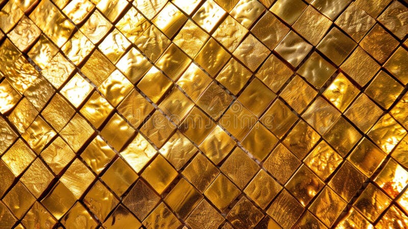 Radiant Gold Mosaic Tiles with Reflective Surface and Pattern Stock ...