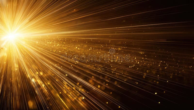 Radiant Golden Beams of Light Spreading Outward in a Dark Background ...