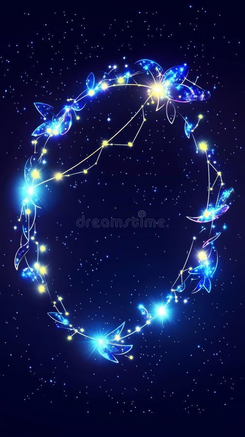 Radiant Golden Constellations Light Up the Dark Teal Night Sky Stock ...