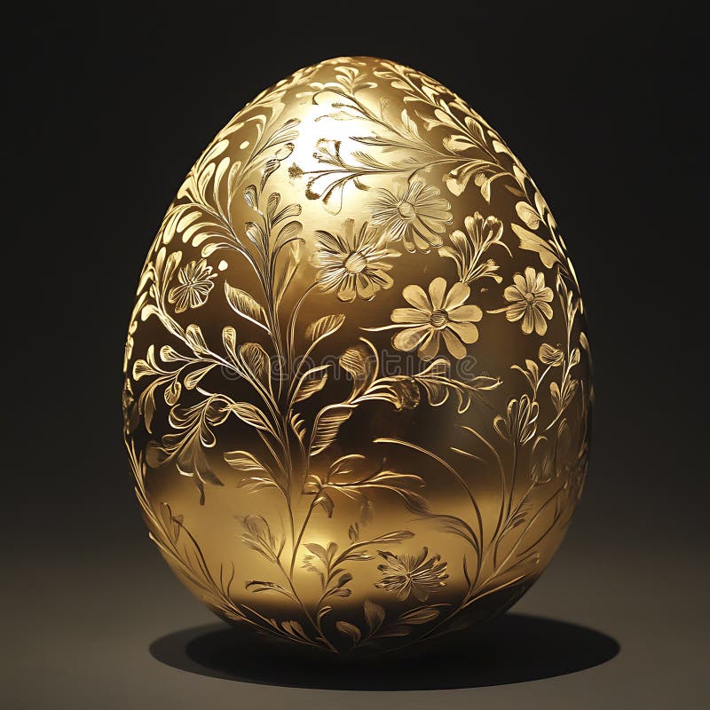 Radiant Golden Easter Egg with Intricate Embossed Patterns Stock Photo - Image of celebration ...