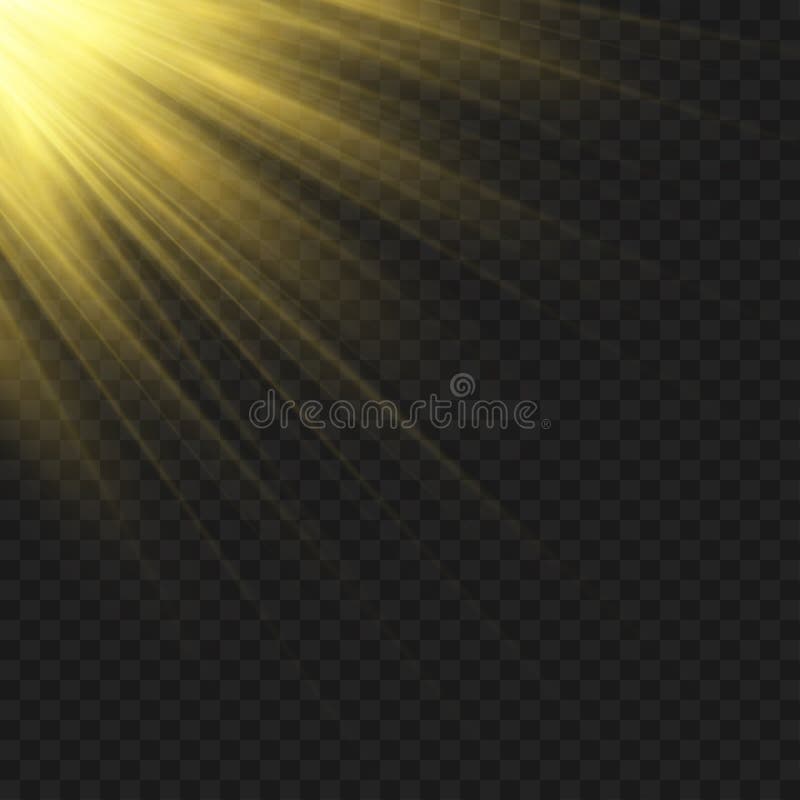 Golden Light Flares with Sparkling Effect on a Transparent Background ...