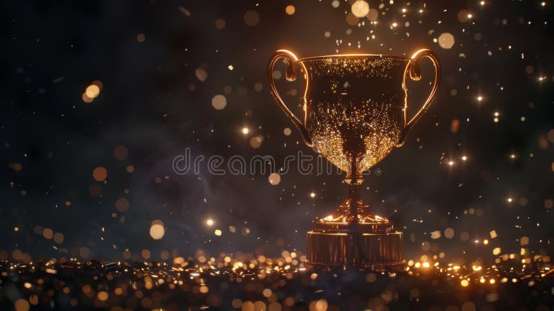 The Glowing Trophy of Victory. AI Generated Stock Photo - Image of ...