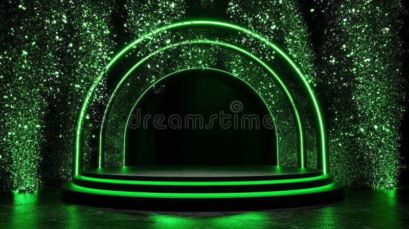 A Radiant Green Energy Ascends, Casting Light upon a Platform Stock ...