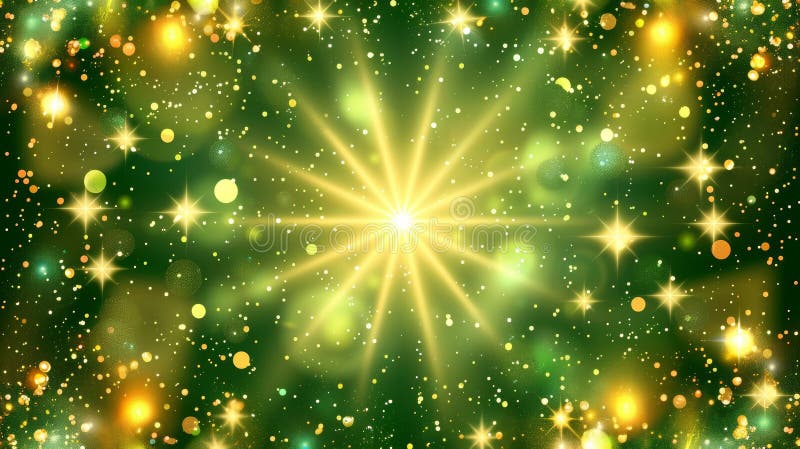 Radiant Green Light Burst with Golden Green Magical Rays Illuminating ...