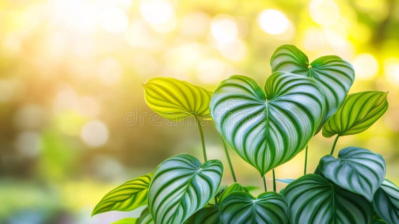 Radiant Green Philodendron Leaves Bathed in Sunlight Stock Photo ...
