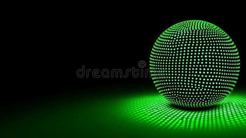 Radiant Green Sphere Illuminated Against a High-tech Abstract Setting ...