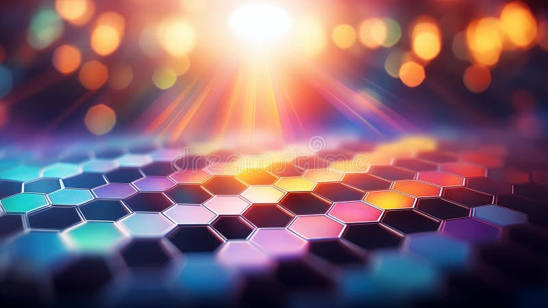 Radiant Hexagons: a Luminous Display of Colorful Hexagons Under a ...